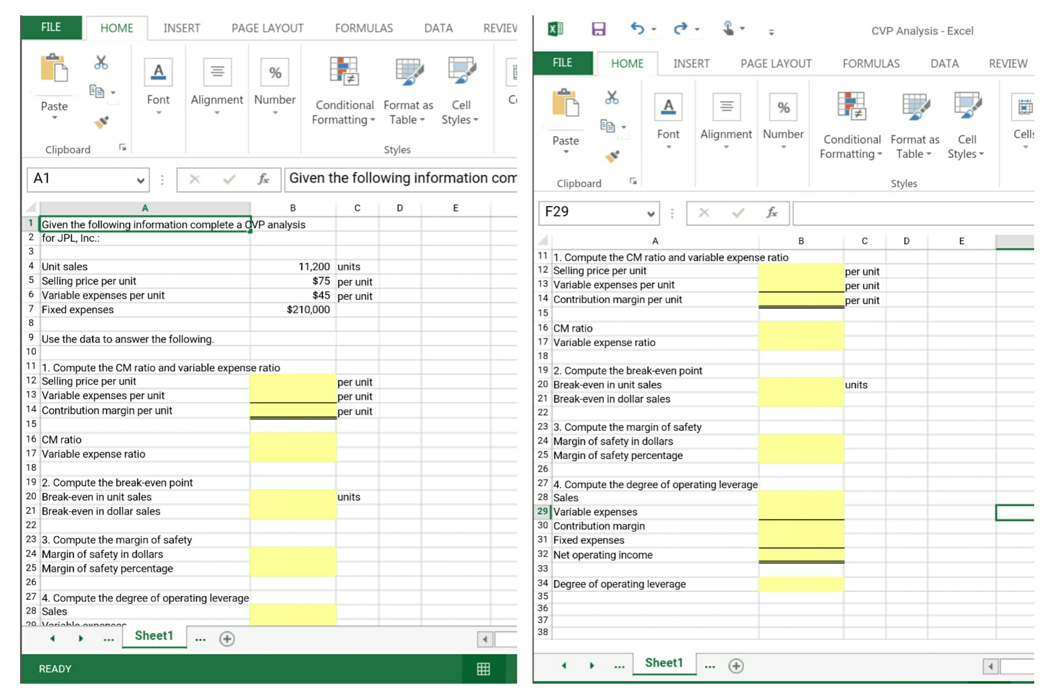 Solved FILE HOME INSERT PAGE LAYOUT FORMULAS DATA REVEN|申日り· | Chegg.com