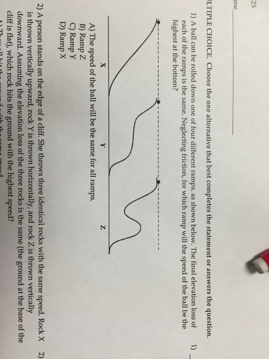 Solved A ball can be rolled down one of four different | Chegg.com