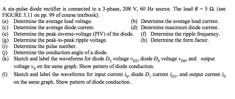 Solved A six-pulse diode rectifier is connected to a | Chegg.com