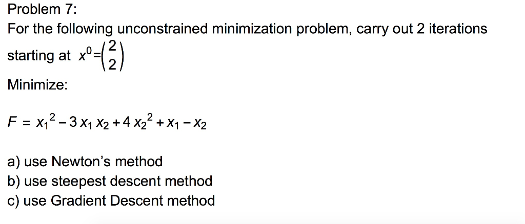 Solved Problem 7: For the following unconstrained | Chegg.com Solved Problem 7: For the following unconstrained | Chegg.com