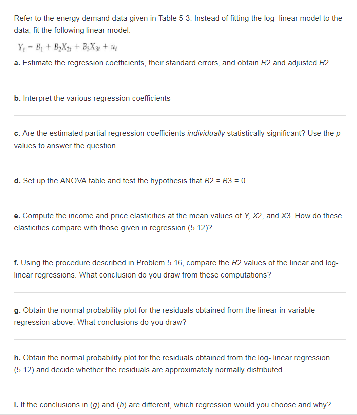 Solved Refer to the energy demand data given in Table 5-3. | Chegg.com