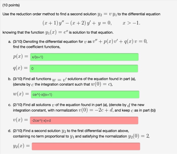 Solved Use the reduction order method to find a second | Chegg.com