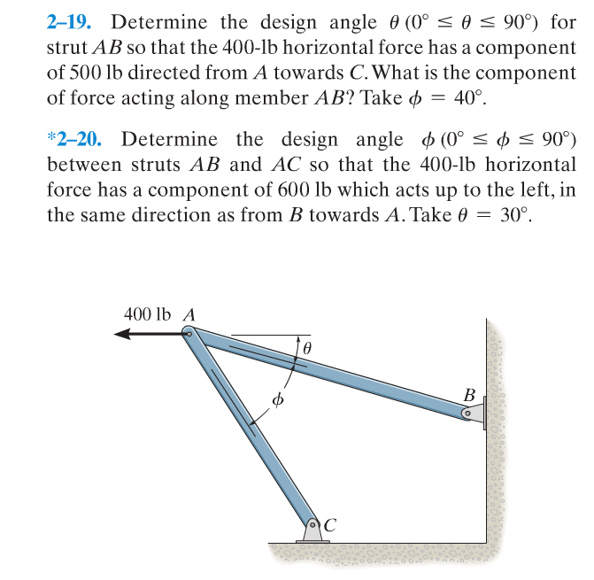Solved 2-19. Determine the design angle θ(0°- 90°) for strut | Chegg.com