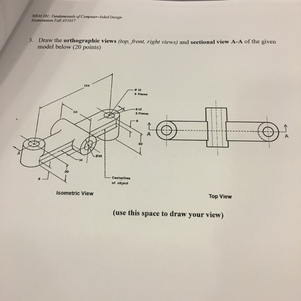 Solved Draw the orthographic views (top, front, right views) | Chegg.com