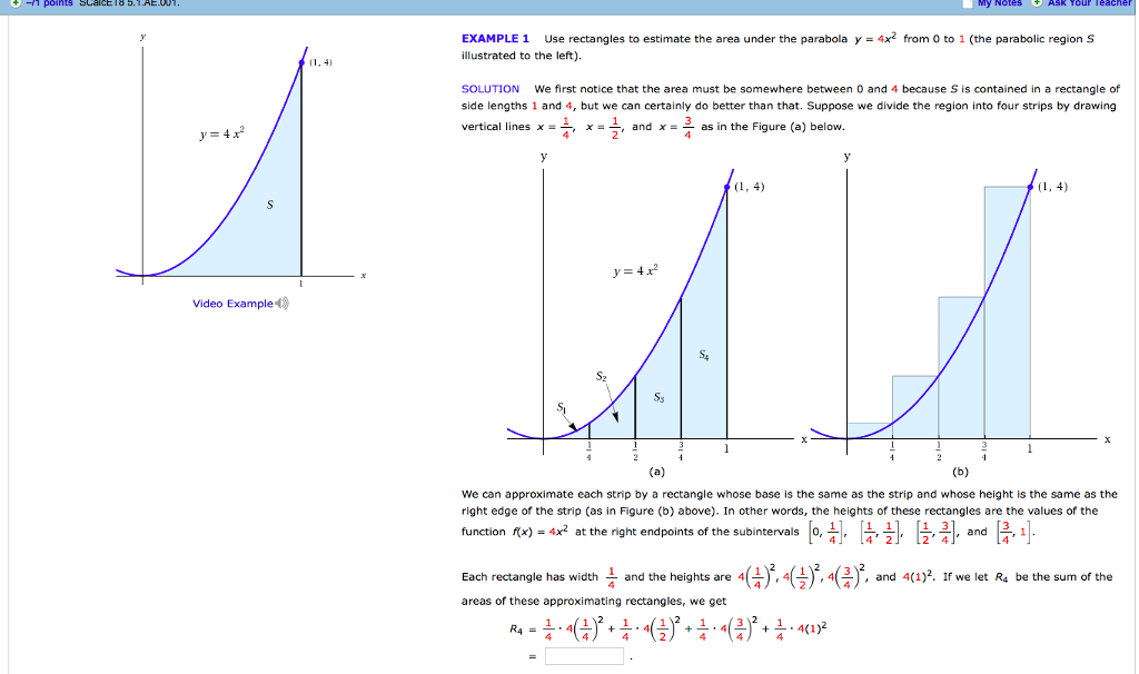 Solved My Notes EXAMPLE 1 Use rectangles to estimate the | Chegg.com