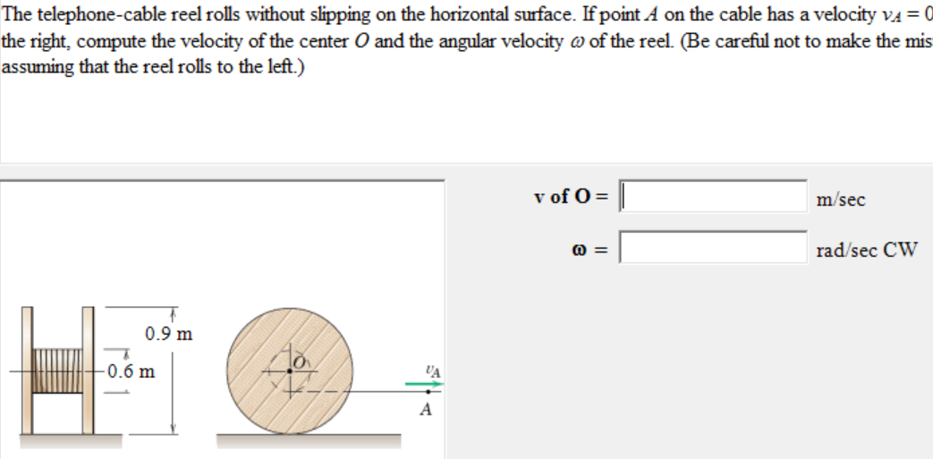 The telephone-cable reel rolls without slipping on | Chegg.com