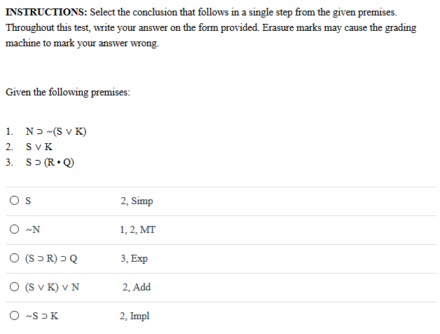 Solved INSTRUCTIONS: Select the Throughout this test, write | Chegg.com