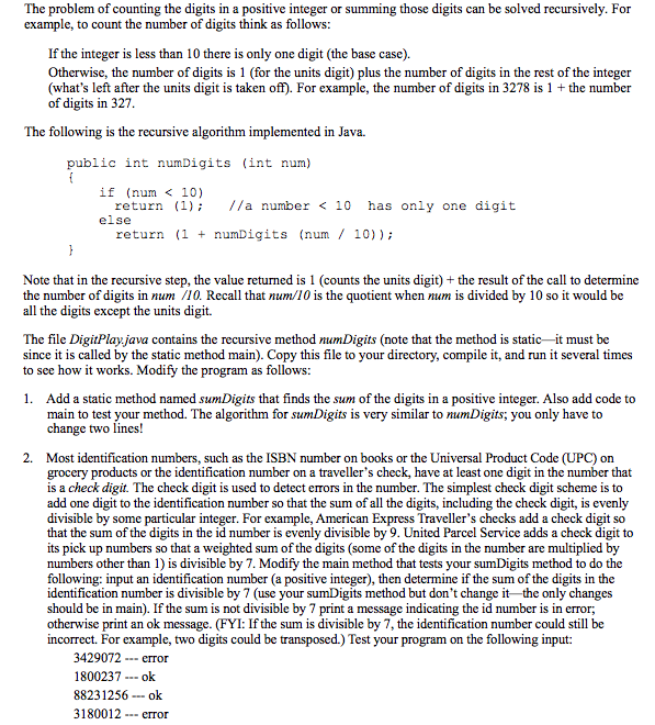 Solved The problem of counting the digits in a positive | Chegg.com
