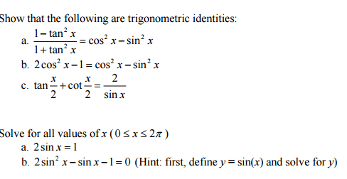Solved Show that the following are trigonometric | Chegg.com