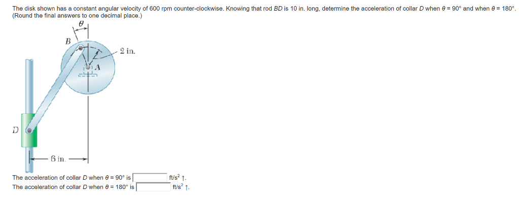 Solved The disk shown has a constant angular velocity of 600 | Chegg.com