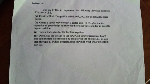 Use an FPGA to implement the following Boolean | Chegg.com