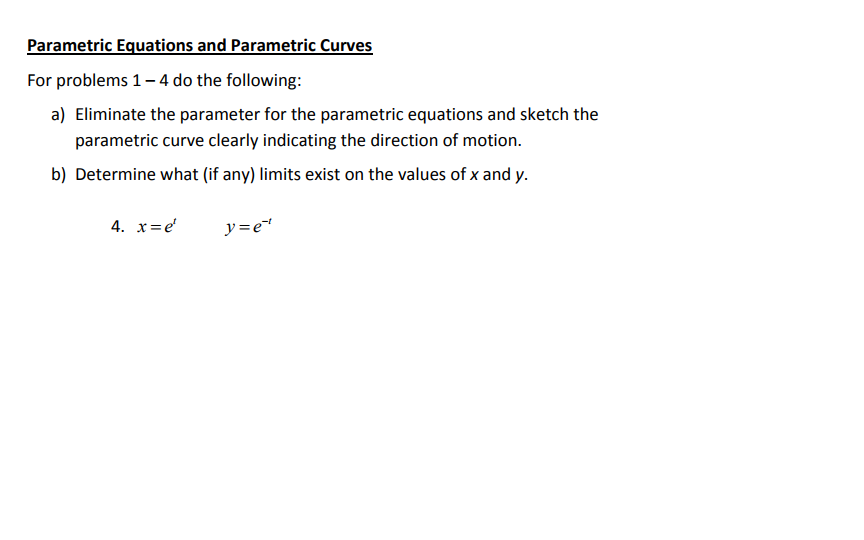 Solved Parametric Equations and Parametric Curves For | Chegg.com
