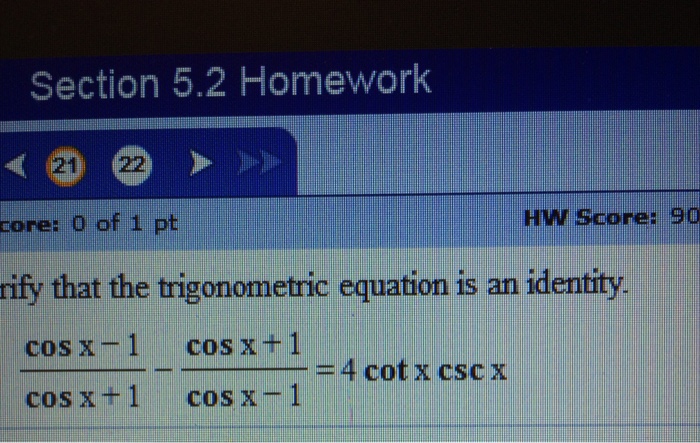 Solved Verify that the trigonometric equation is an | Chegg.com