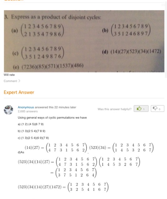 Solved Write each permutation in exercise 3 as a product of | Chegg.com