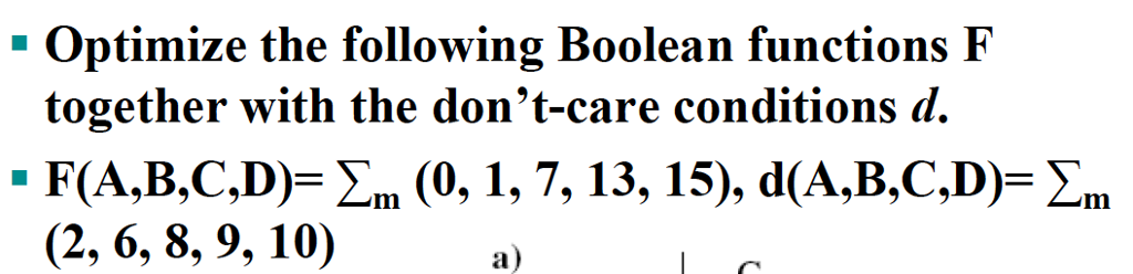 Solved Optimize the following Boolean functions F together | Chegg.com