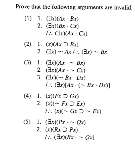 Prove that the following arguments are invalid. (1) | Chegg.com