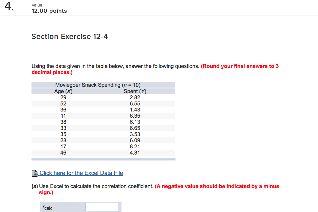 Solved 4 Value 12 00 Points Section Exercise 12 4 Using The Chegg