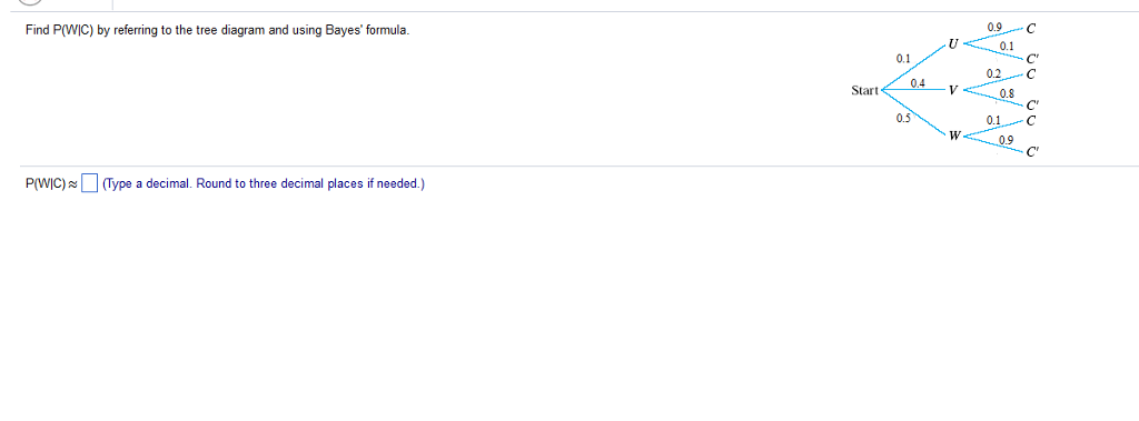 Solved Find P(W|C) by referring to the tree diagram and | Chegg.com