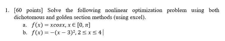 Solved 1. [60 points] Solve the following nonlinear | Chegg.com