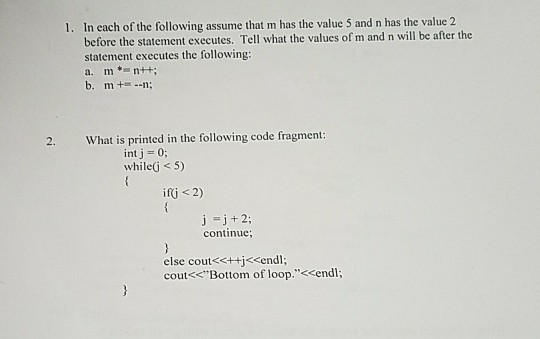 Solved In each of the following assume that m has the value | Chegg.com