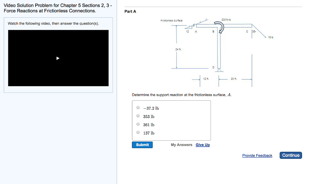 Solved Determine the support reaction at the frictionless | Chegg.com