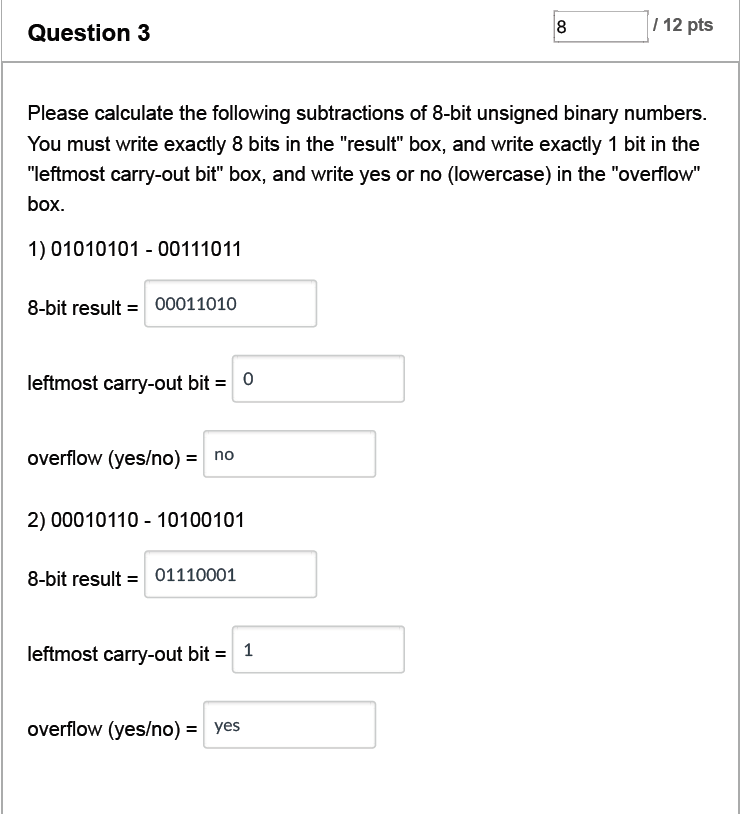 Solved Question 3 8 12 pts Please calculate the following | Chegg.com