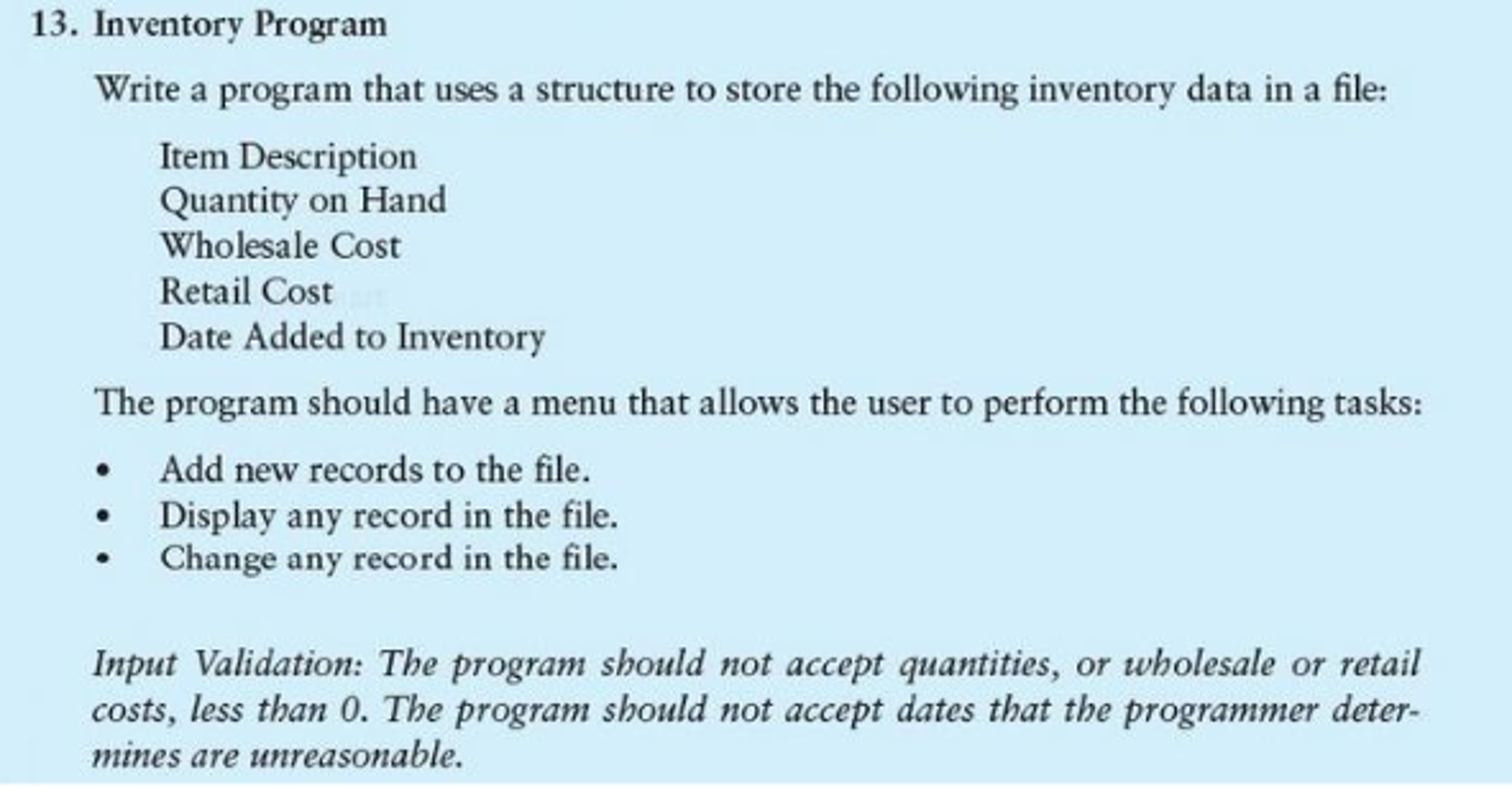 Solved Inventory Program can someone help please and show | Chegg.com
