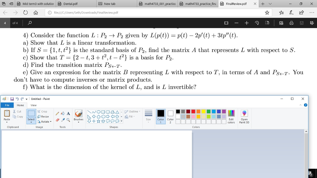 Solved そ归ーMid term3 with solutio↑ーDental.pdf New tab 邑 | Chegg.com