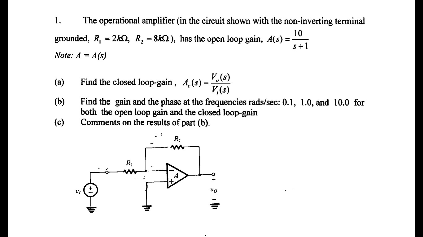 Solved The operational amplifier (in the circuit shown with | Chegg.com