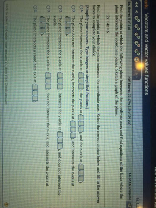 Solved find the points at which the following plane | Chegg.com