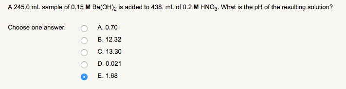 Solved A 245.0 mL sample of 0.15 M Ba(OH)2 is added to 438. | Chegg.com