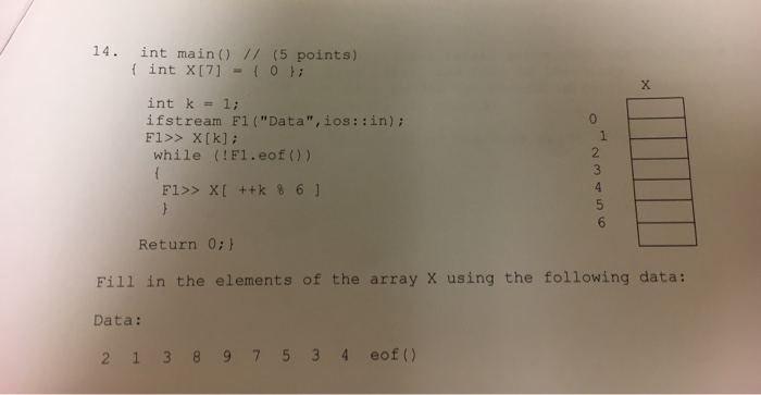 Solved int main () { int x [7] = { 0 }; int k = 1; | Chegg.com