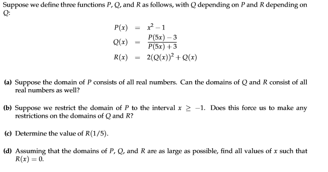 Solved Suppose we define three functions P, Q, and R as | Chegg.com