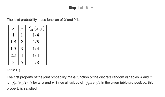 Solved Step 1 of 16 The joint probability mass function of X | Chegg.com