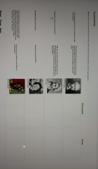 match the environmental philosophy and quote to the | Chegg.com