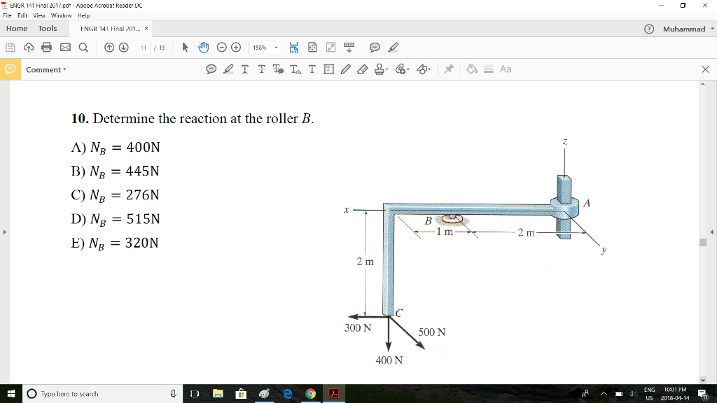 Solved ENGR 141 Final 201pdt - Adobe Acrobat Reader Dc File | Chegg.com
