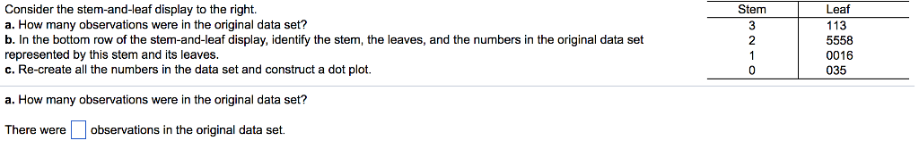 Solved Consider the stem-and-leaf display to the right. a. | Chegg.com