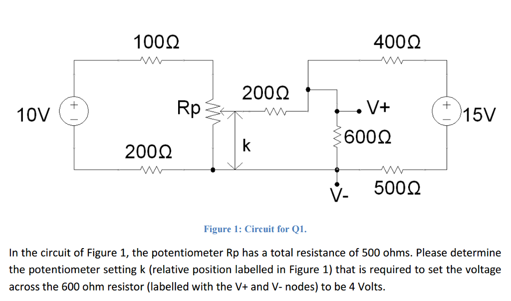 Solved In the circuit of Figure 1, the potentiometer Rp | Chegg.com