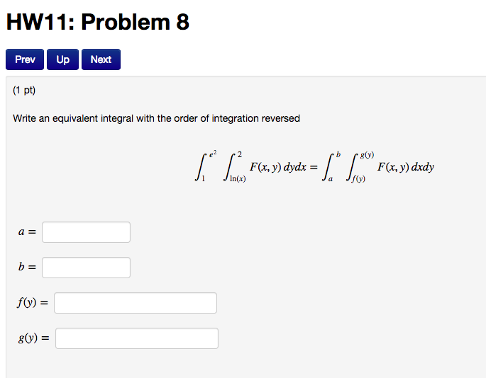 Solved Write an equivalent integral with the order of | Chegg.com