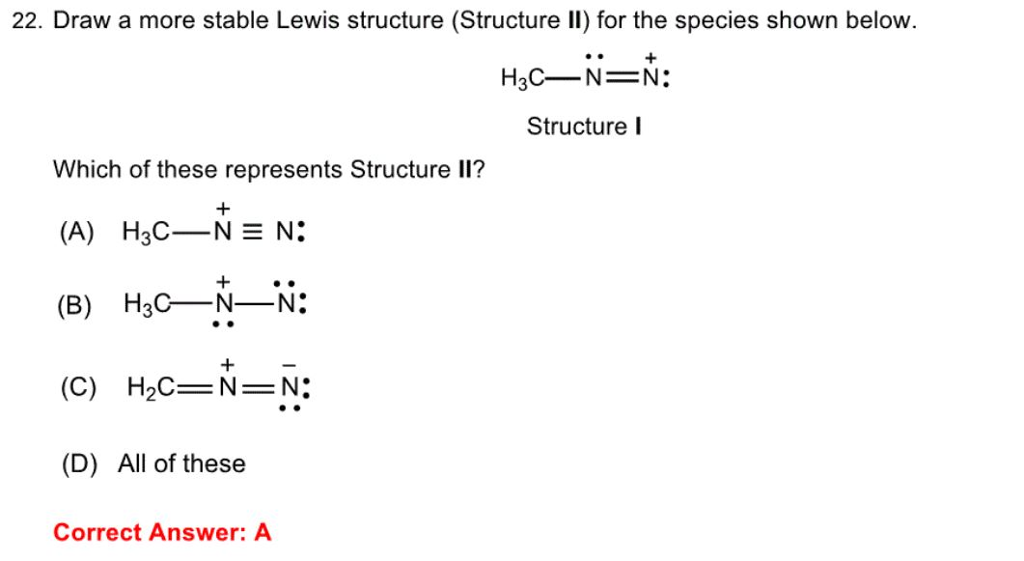 Solved Draw a more stable Lewis structure (Structure II) for | Chegg.com