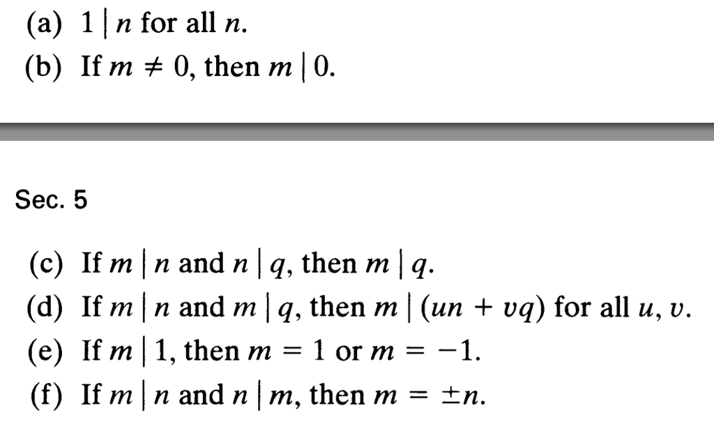 Solved (a) 1 | n for all n. (b) If m notequalto 0, then m | | Chegg.com