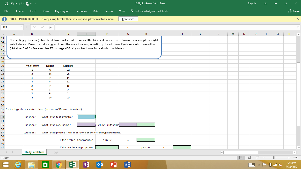Solved The selling prices (in $) for the deluxe and standard | Chegg.com