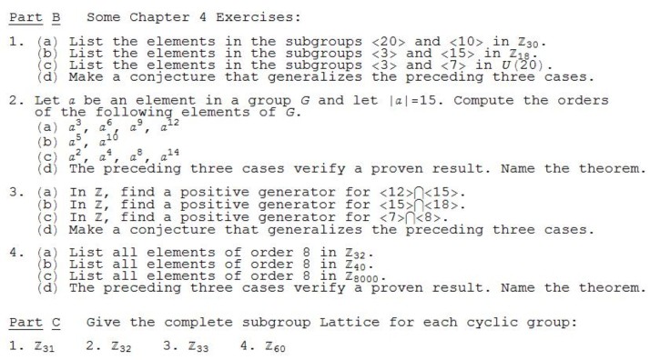 Solved Part B Some Chapter 4 Exercises: 1. (a List the | Chegg.com