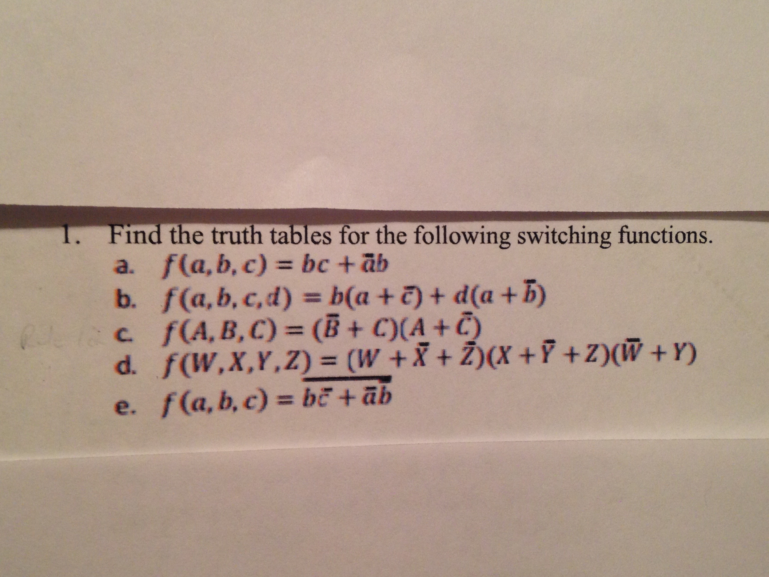 Solved Find the truth tables for the following switching | Chegg.com