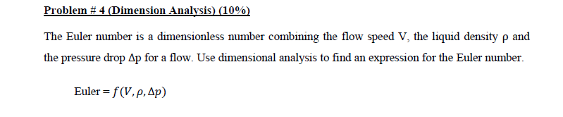 Solved Problem # 4 (Dimension Analysis) (1000) The Euler | Chegg.com
