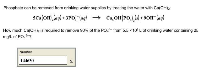 Solved Phosphate can be removed from drinking water supplies | Chegg.com
