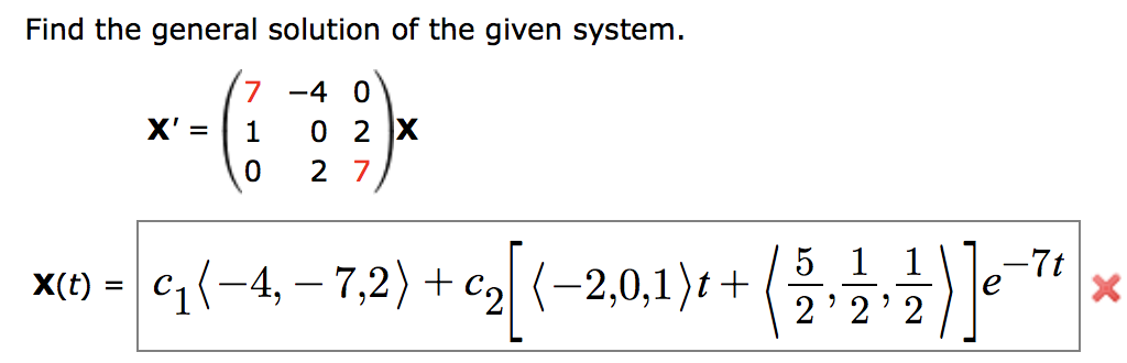 Solved Find the general solution of the given system. x' = | Chegg.com