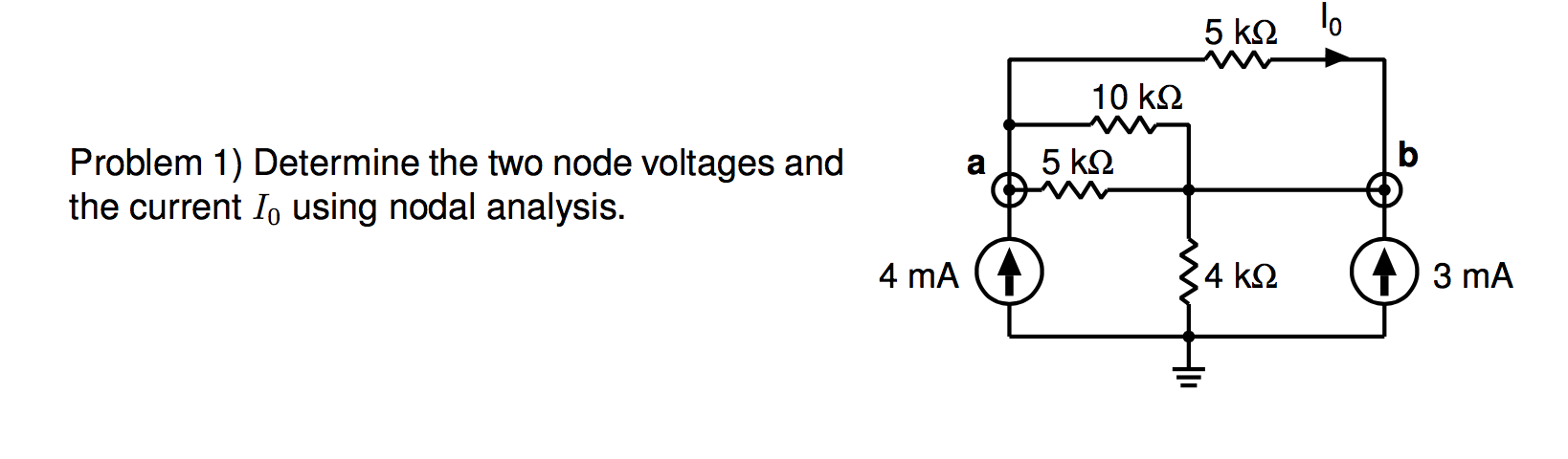Solved Determine the two node voltages and the current I0 | Chegg.com