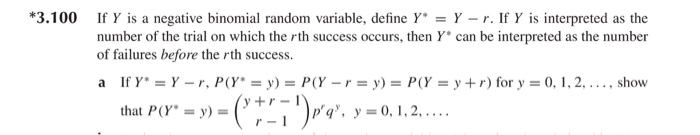 Solved If Y is a negative binomial random variable, define | Chegg.com