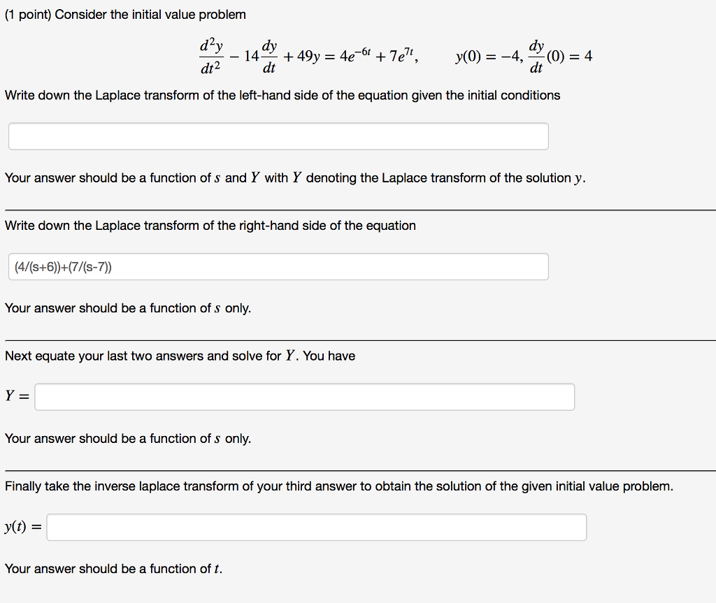 Solved Consider the initial value problem d^2y/dt^2 - 14 | Chegg.com